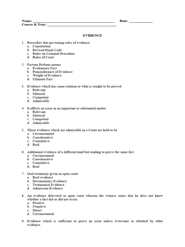 Evidence Exam | PDF