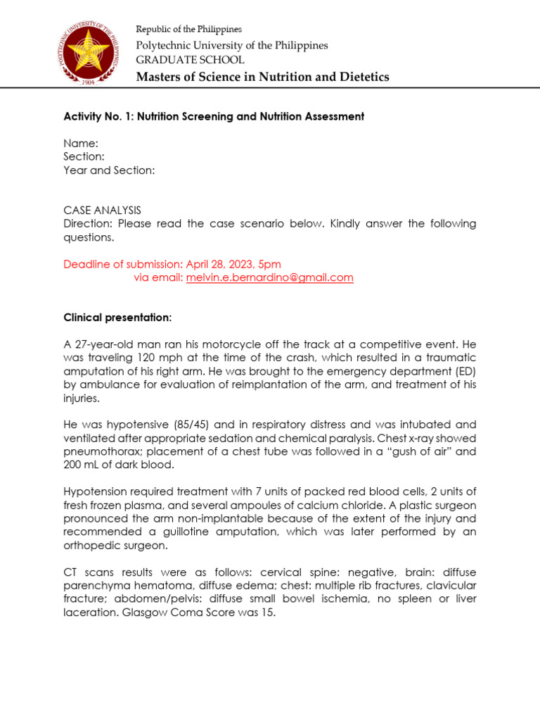 Activity No. 1 - Nutrition Screening and Nutrition Assessment - 1 | PDF ...