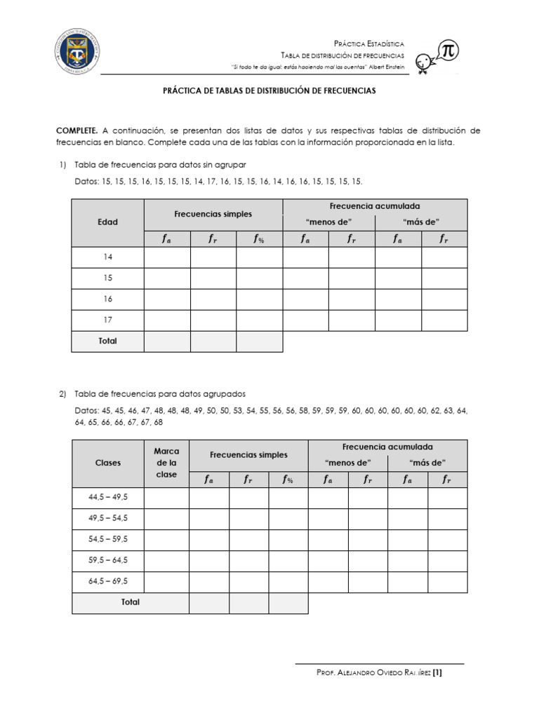 Práctica, Tabla Distribución de Frecuencias | PDF