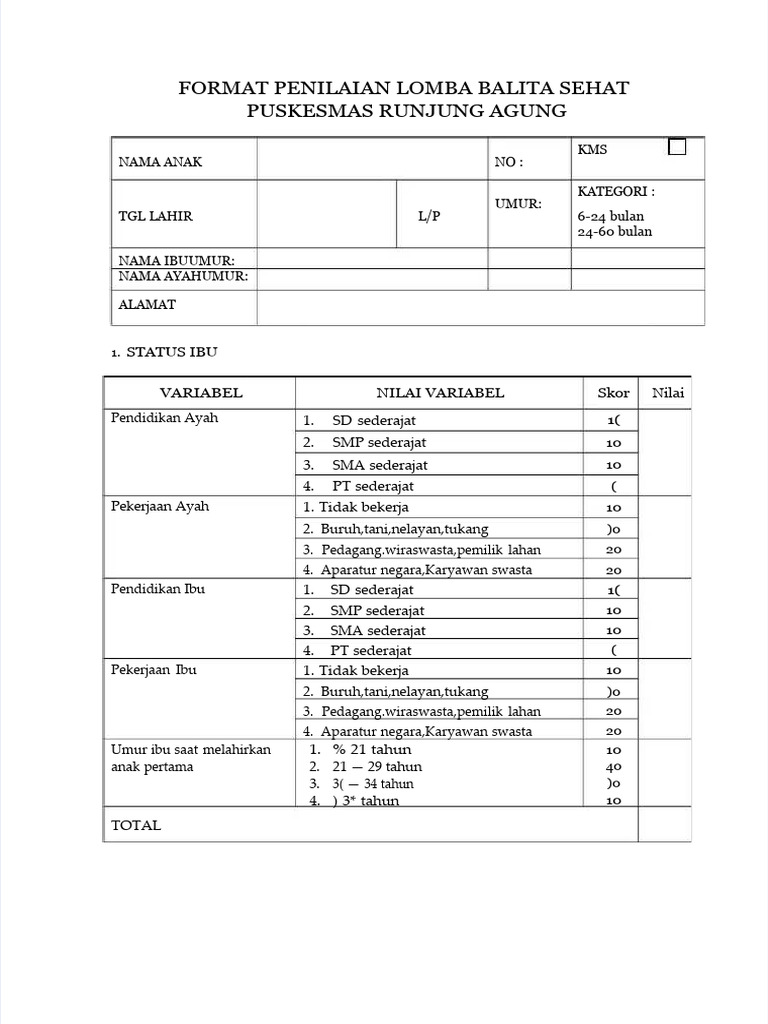 Penilaian Kesehatan Balita Puskesmas | PDF