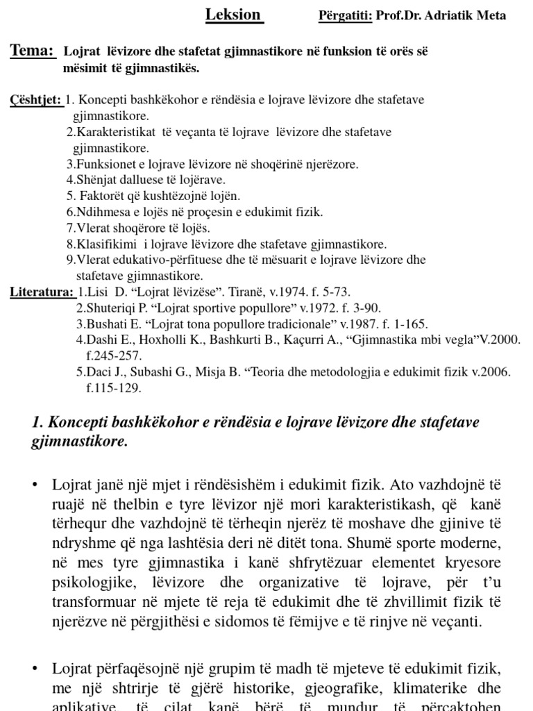 Leksion Lojrat Levizore (Power-Point) | PDF