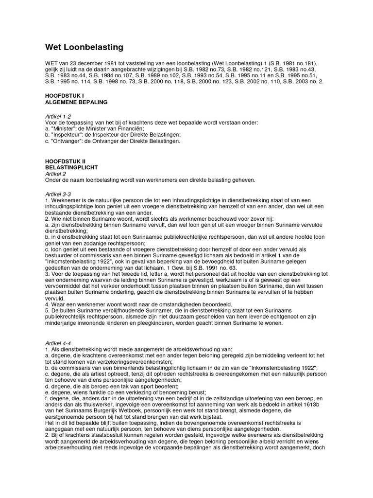 Wet-Loonbelasting Suriname | PDF