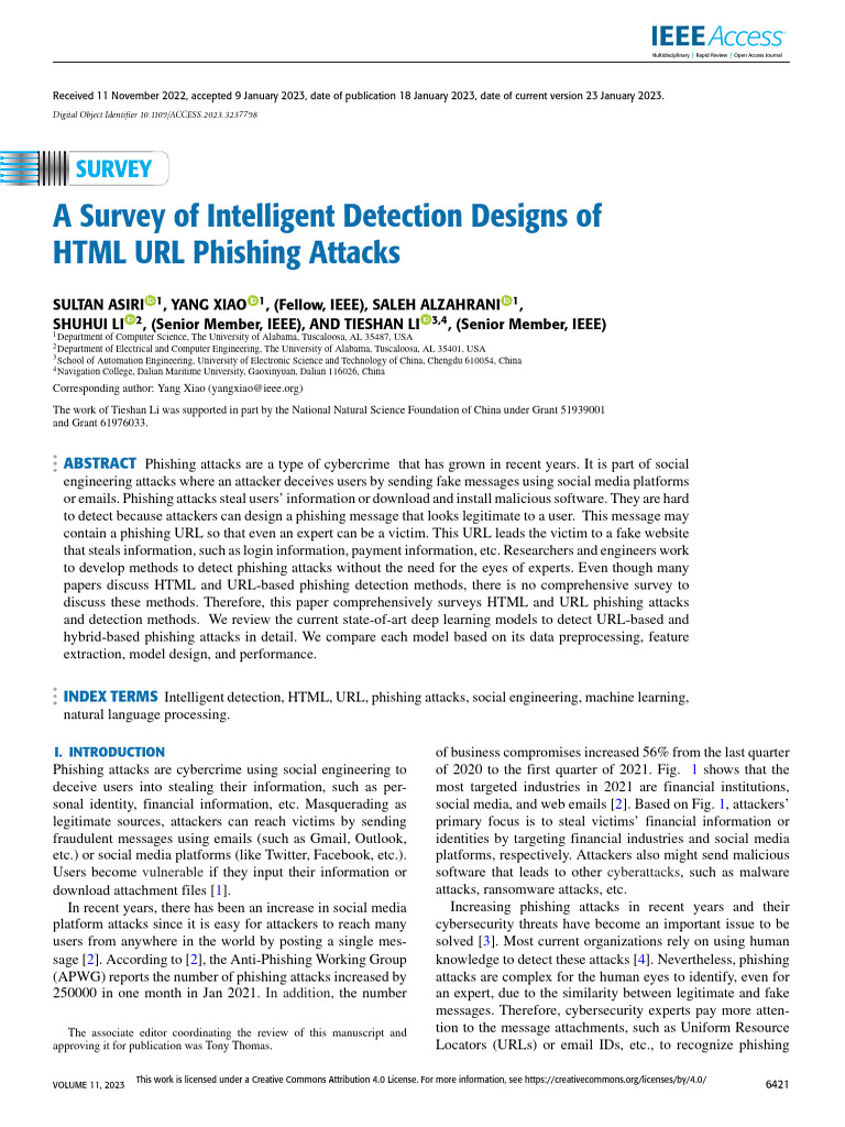 A Survey of Intelligent Detection Designs of HTML URL Phishing Attacks ...