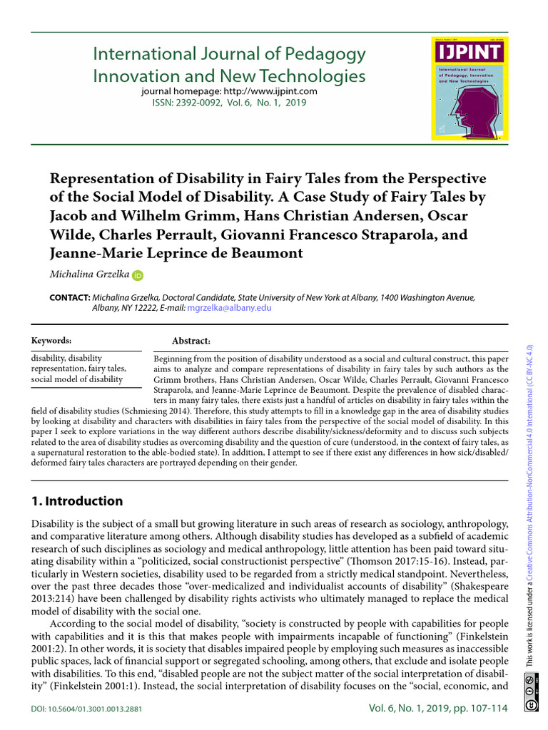 Disability in Fairy Tales Analysis | PDF | Disability | Brothers Grimm