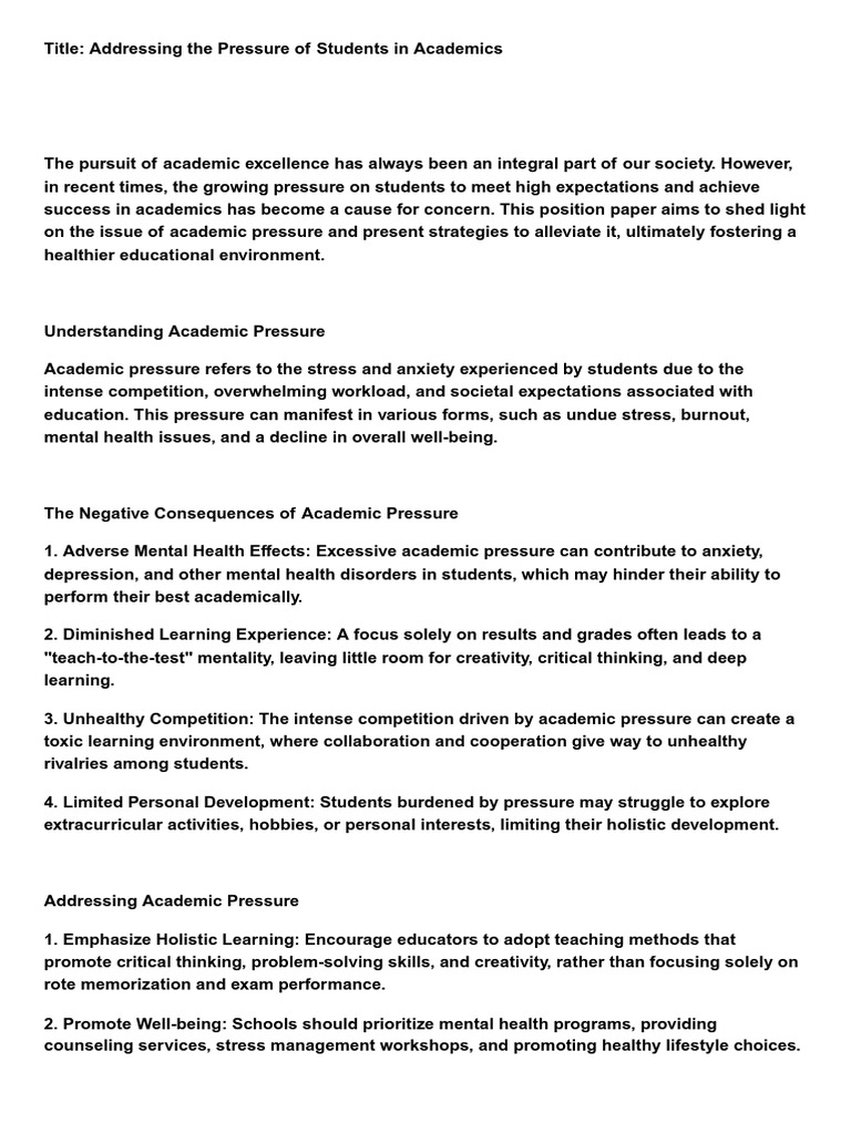Title Addressing The Pressure of Students in Academics | PDF | Mental ...