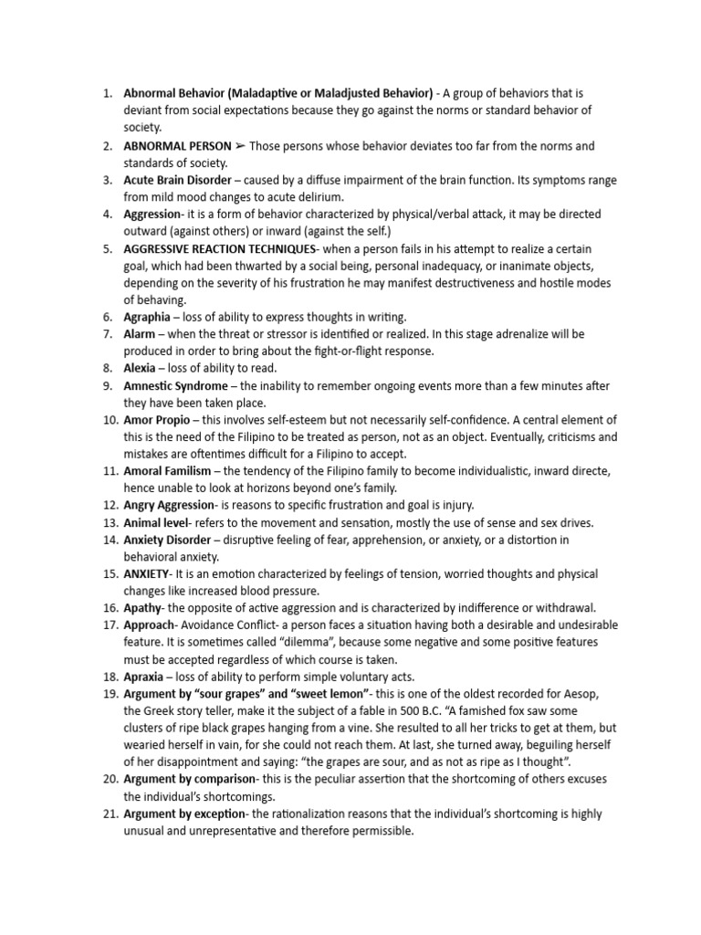 Key Terms in Human Behavior & Victimology | PDF | Emotions | Thought