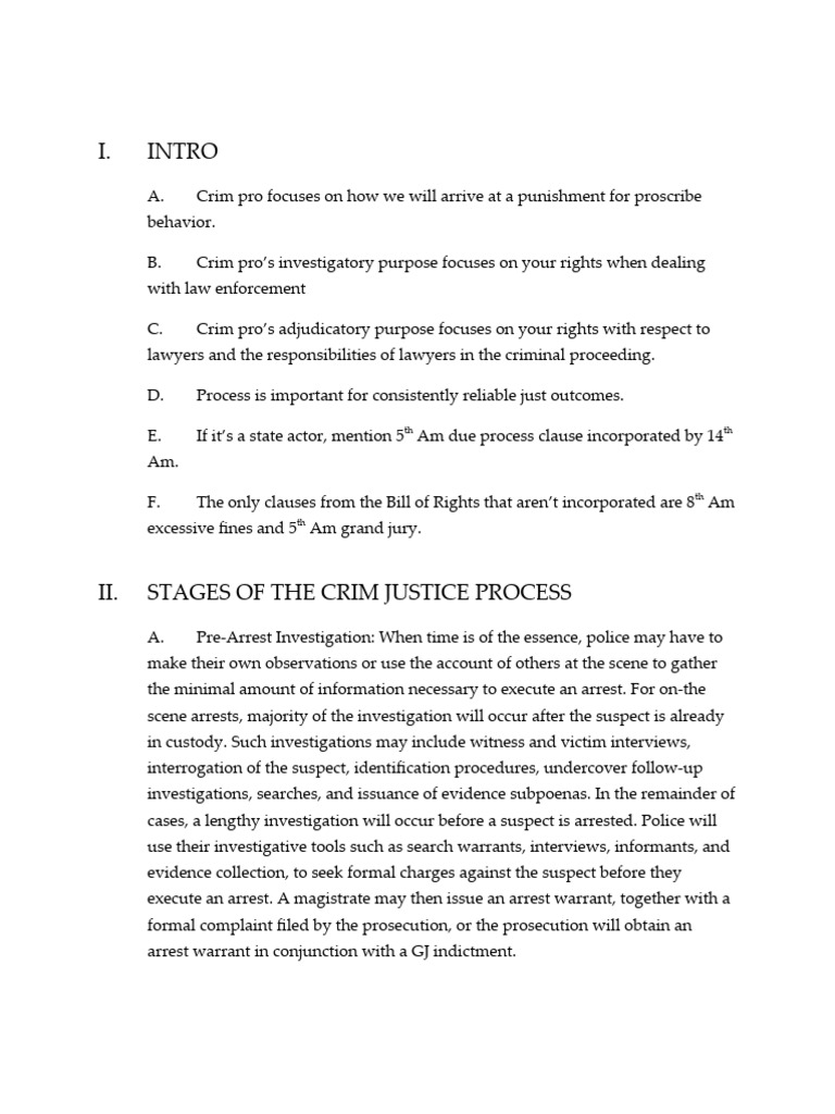 Adv. Crim Pro Outline | PDF | Plea | Bail