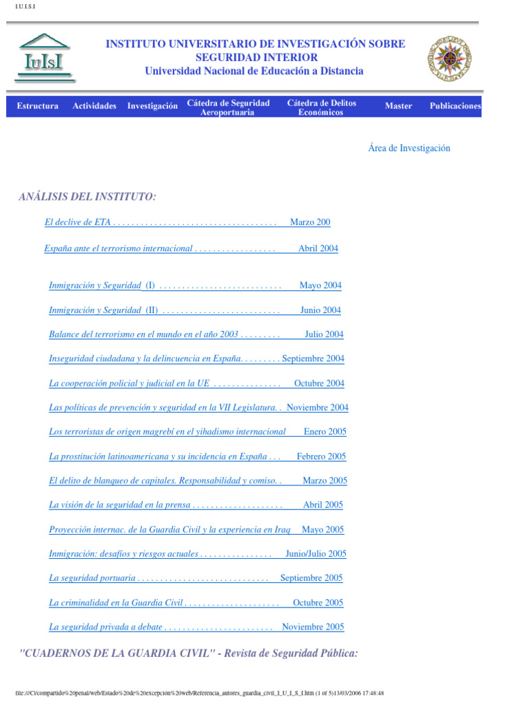 Instituto Universitario de Investigaciã"n Sobre Seguridad Interior ... | PDF | España | Crímenes