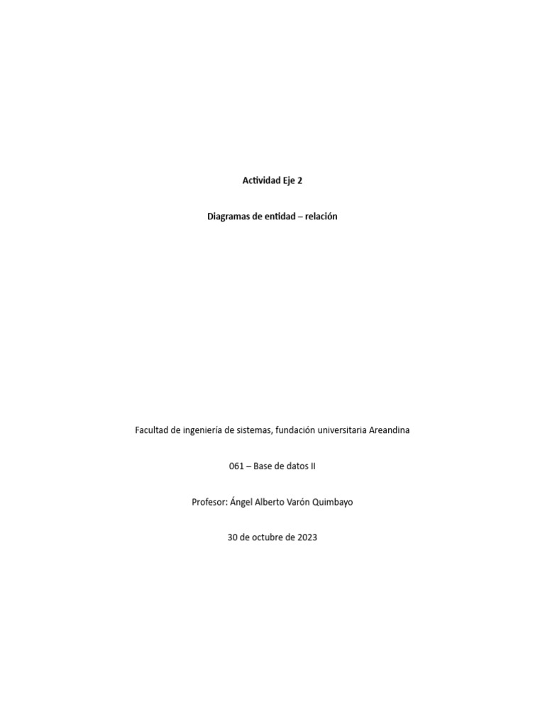 Actividad Eje 2 Base de Datos II | PDF | Bases de datos | Ciencia de sistemas