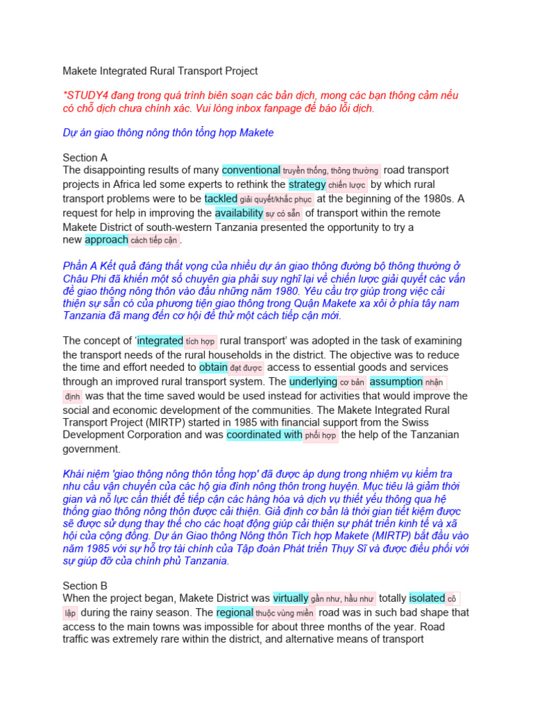 Makete Integrated Rural Transport Project | PDF