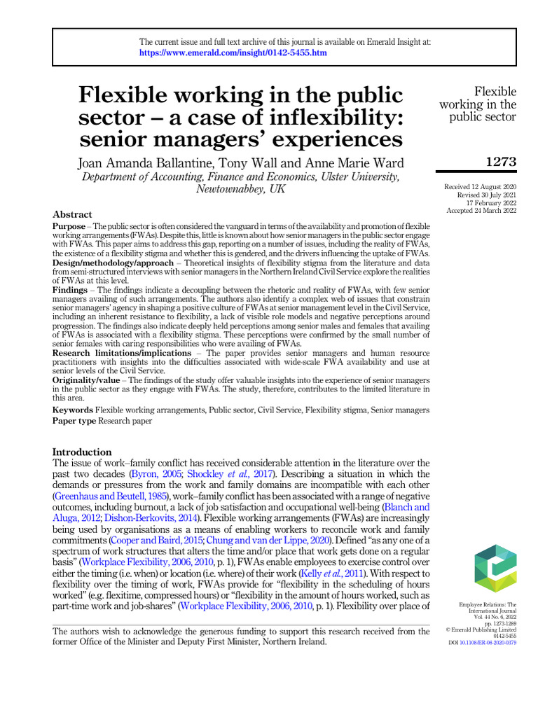 Flexible Working in The Public Sector - A Case of Inflexibility | PDF ...