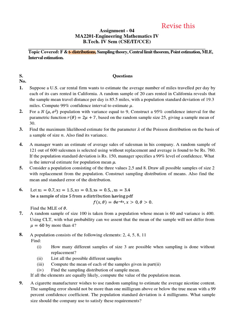 Final Assignment 4 Ma2201 Pdf Confidence Interval Estimator