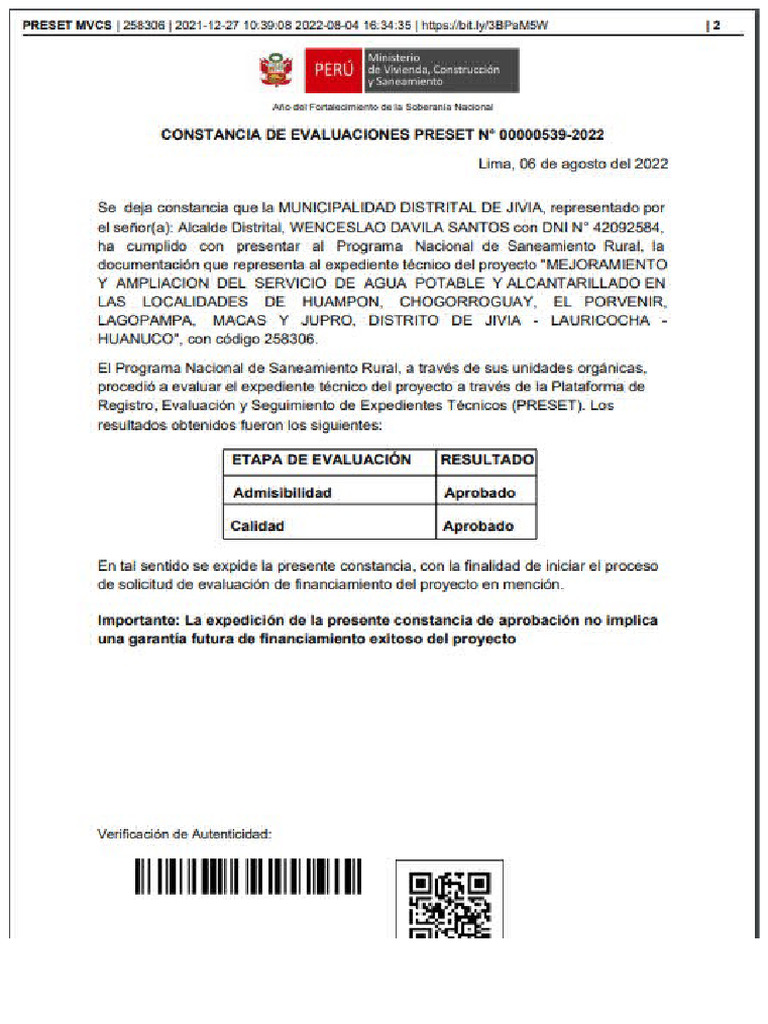 Constancia Apto Preset | PDF