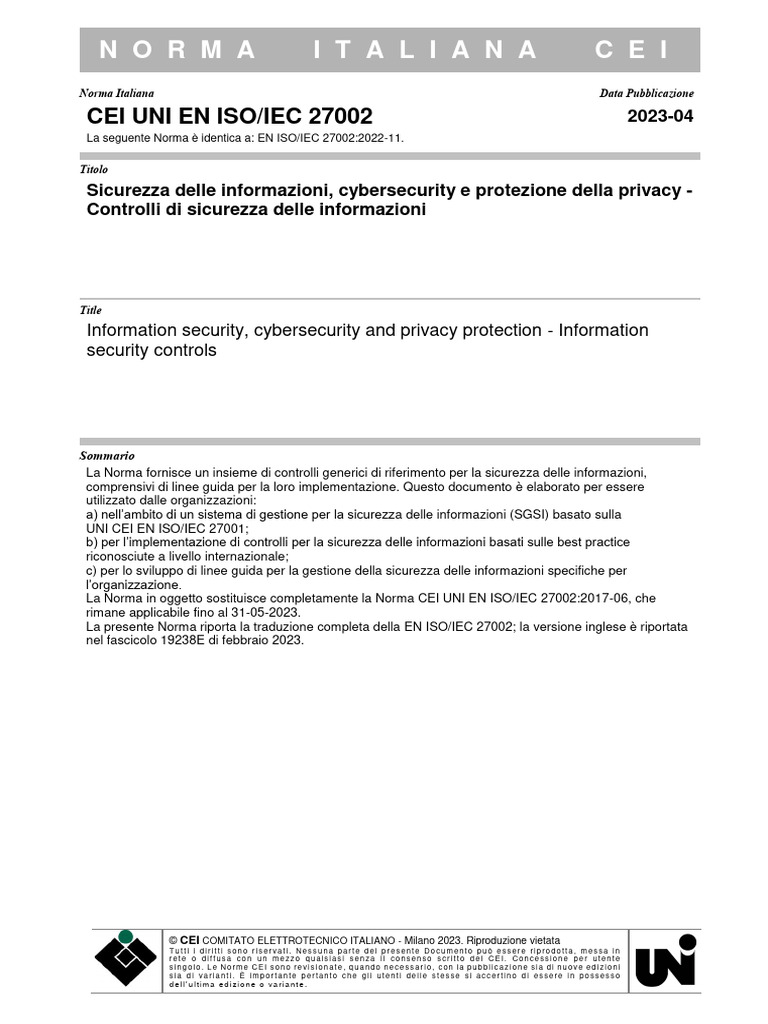 Iso 27002-2022 Ita | PDF