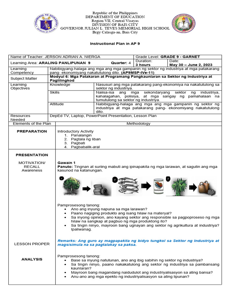 Iplan in AP9 (Q4-M6) | PDF