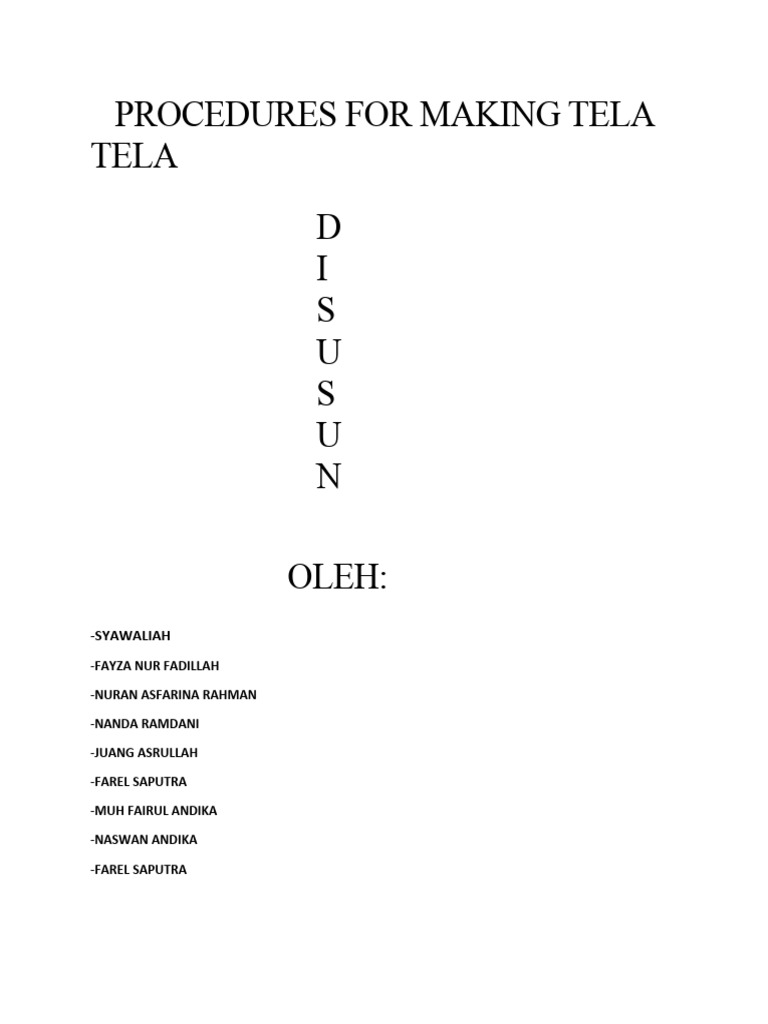 Procedures For Making Tela Tela | PDF