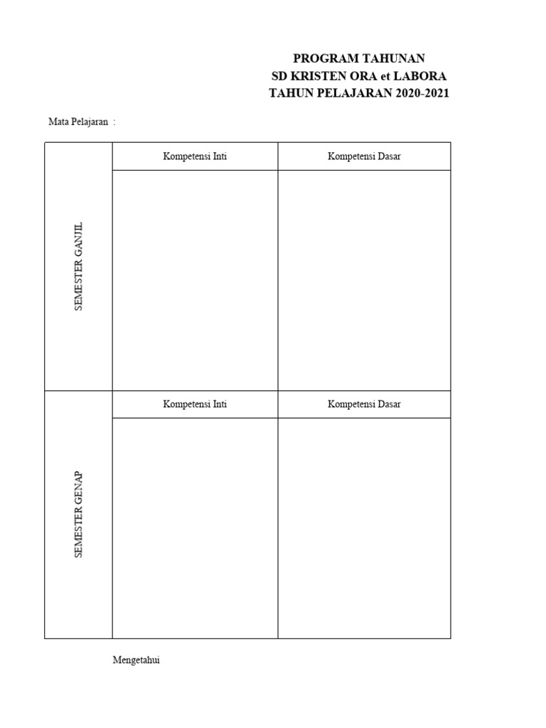 New Format Prota Prosem KBM 2020-2021 | PDF