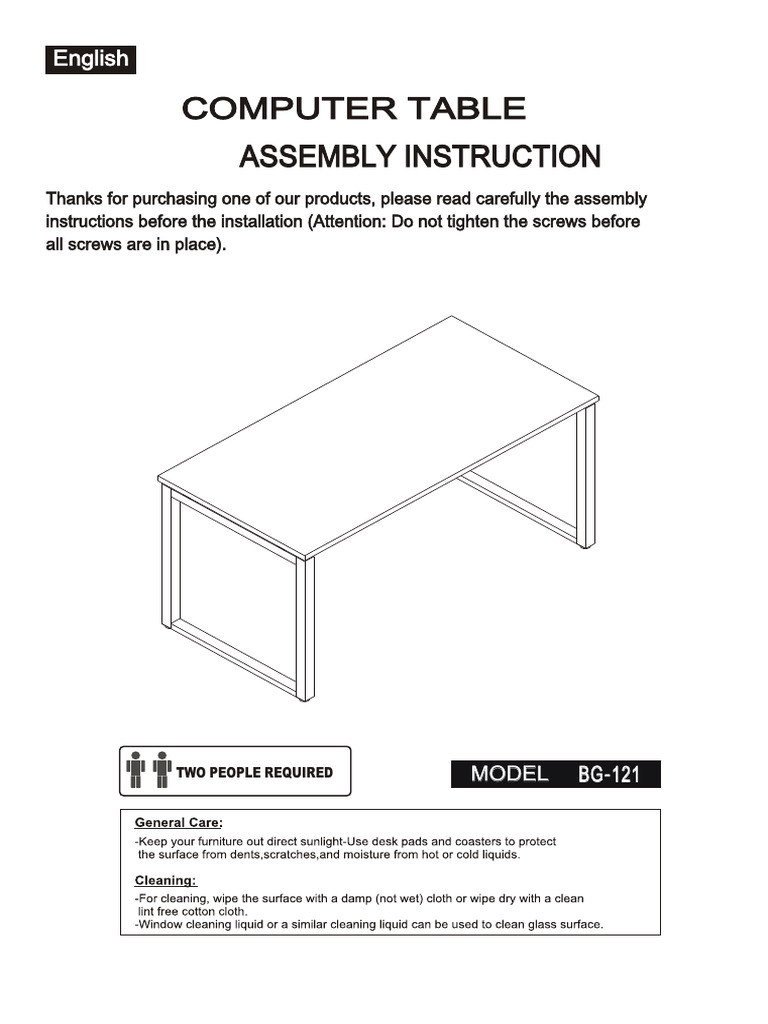 Computer Table Assembly Manual | PDF