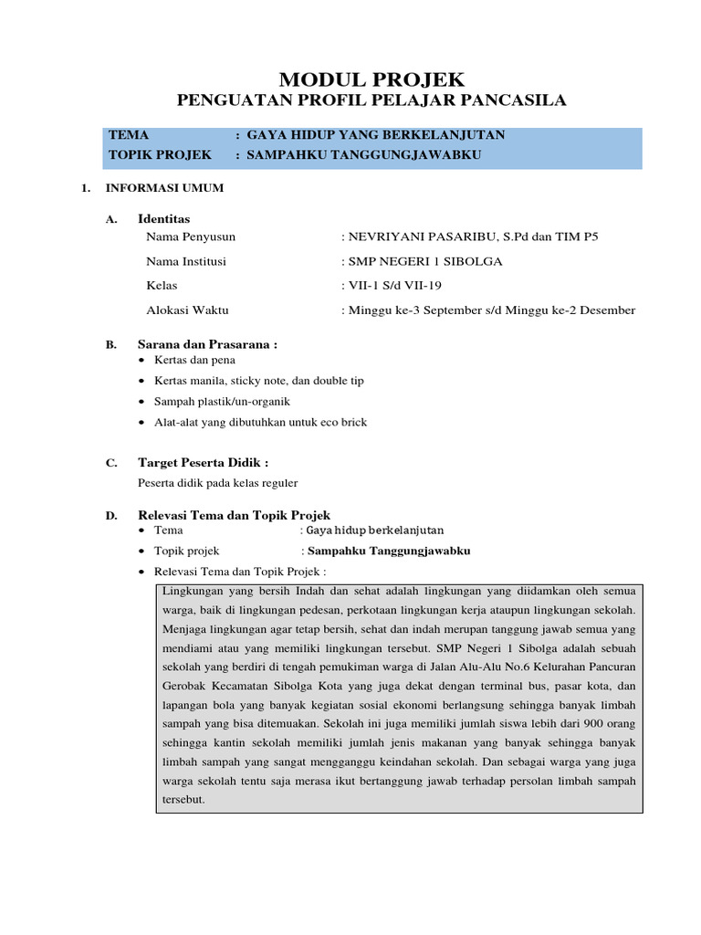 MODUL PROJEK Gaya Hidup Berkelanjutan | PDF MODUL PROJEK Gaya Hidup Berkelanjutan | PDF