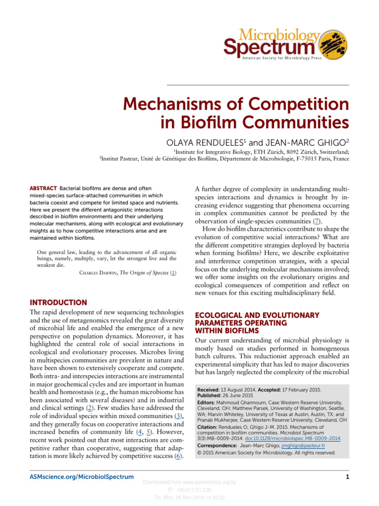 Competition Mechanisms in Biofilms | PDF | Biofilm | Bacteria