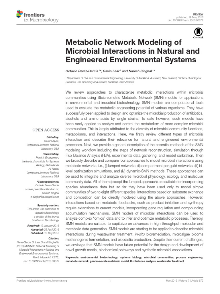 Metabolic Network Modeling of Microbial Interactions in Natural and Engineered Environmental ...