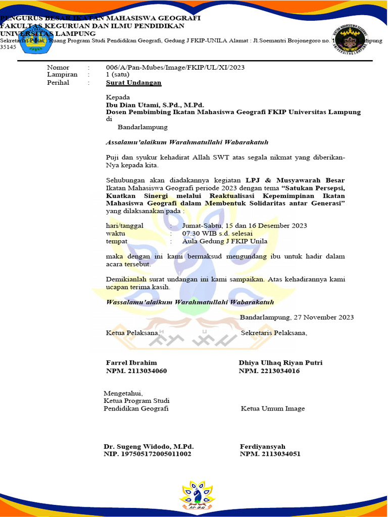 Surat Undangan - Ibu Dian Utami, S.PD., M.Pd. | PDF