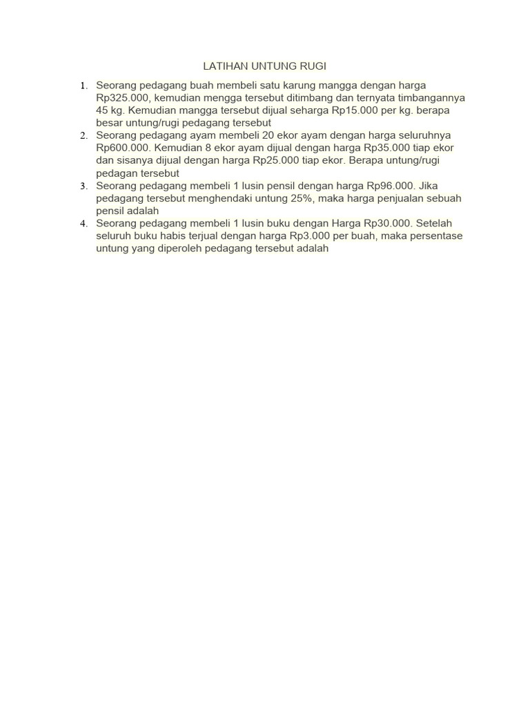 Latihan Untung Rugi | PDF
