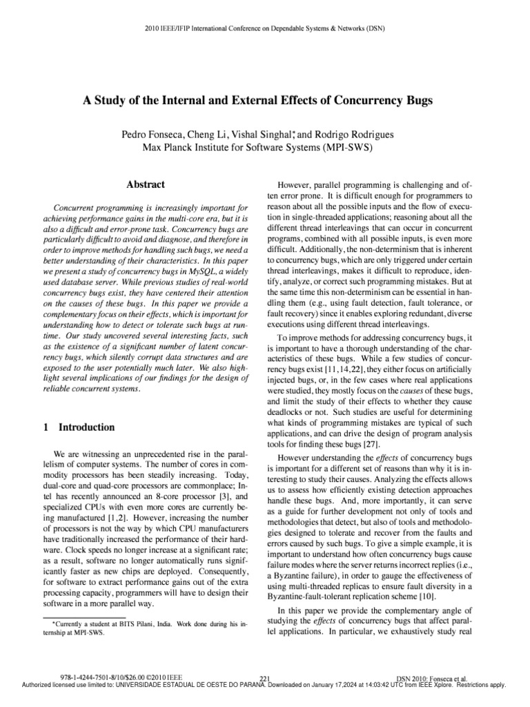 A Study of The Internal and External Effects of Concurrency Bugs | PDF ...