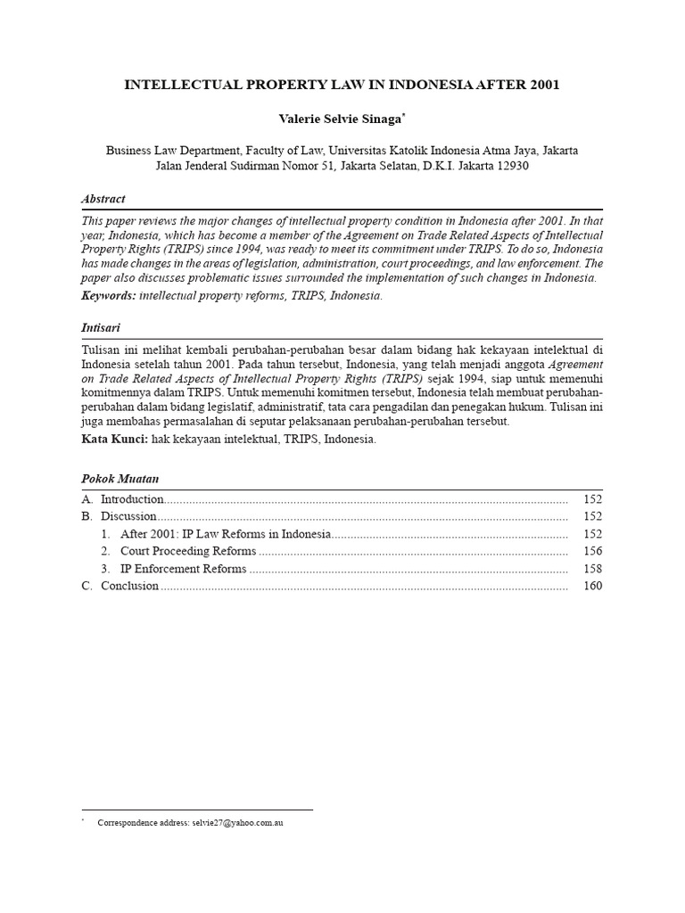 Antons, C., 2000, Intellectual Property Law in Indonesia, Vol. 2 ...