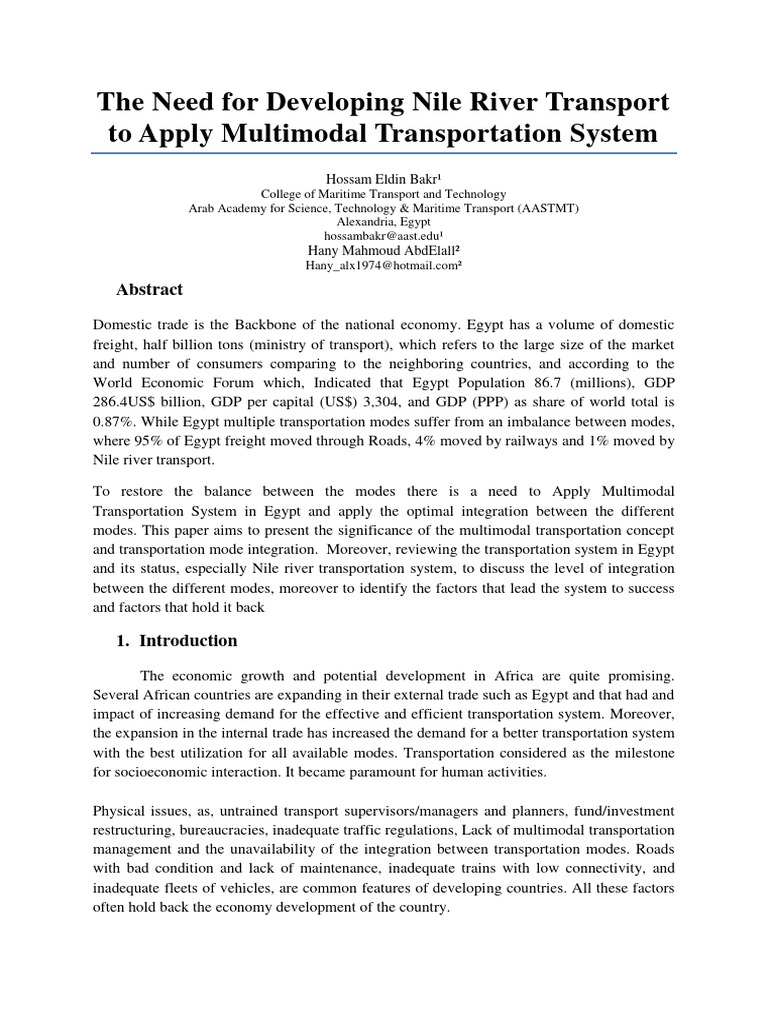 397 - 2 - The Need For Developing Nile River Transport To Apply ...