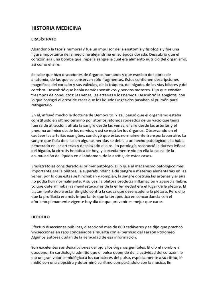 Erasístrato y la Medicina Alejandrina | PDF | Anatomía | Especialidades ...