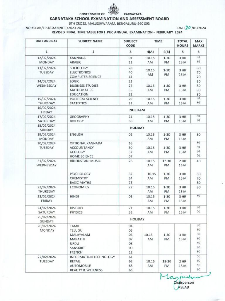 Revised - Final - Timetable - IPUC - Feb - 2024 | PDF