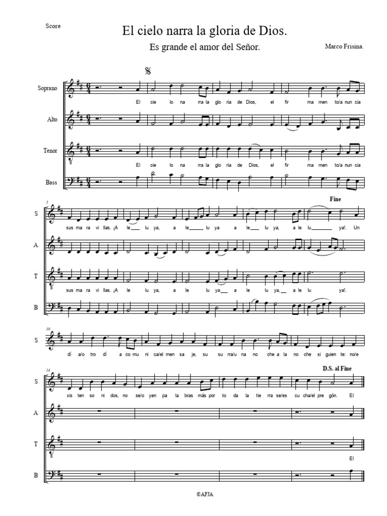 El Cielo Narra La Gloria de Dios - SATB | PDF