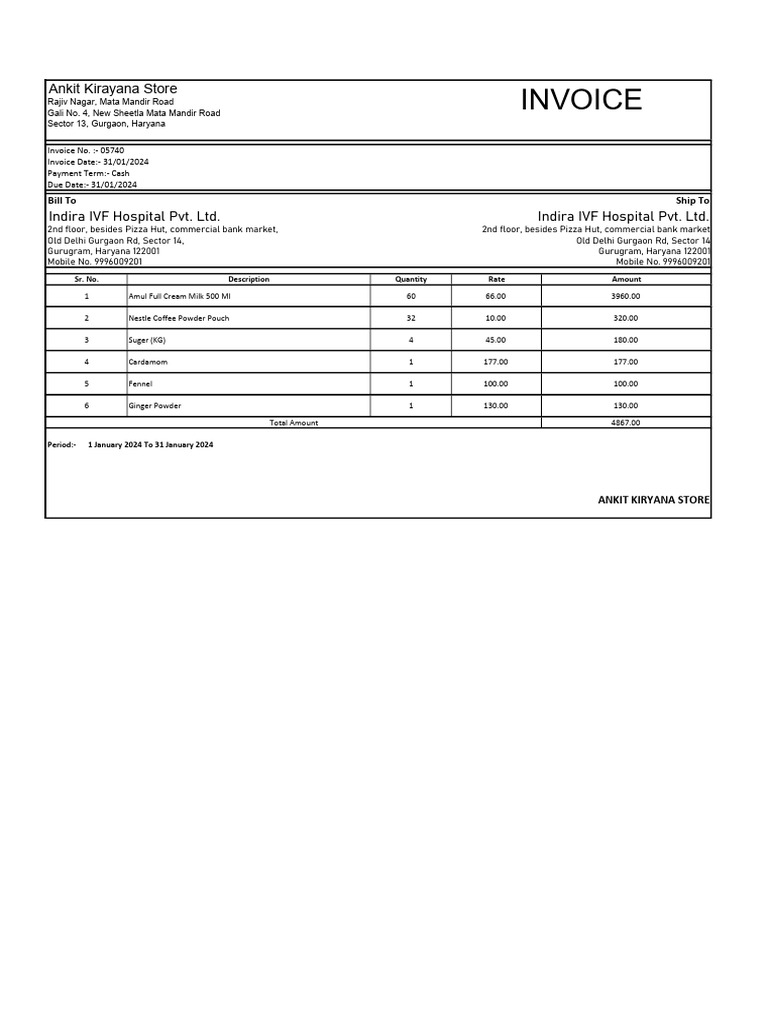 Milk Bill Jan 2024 | PDF