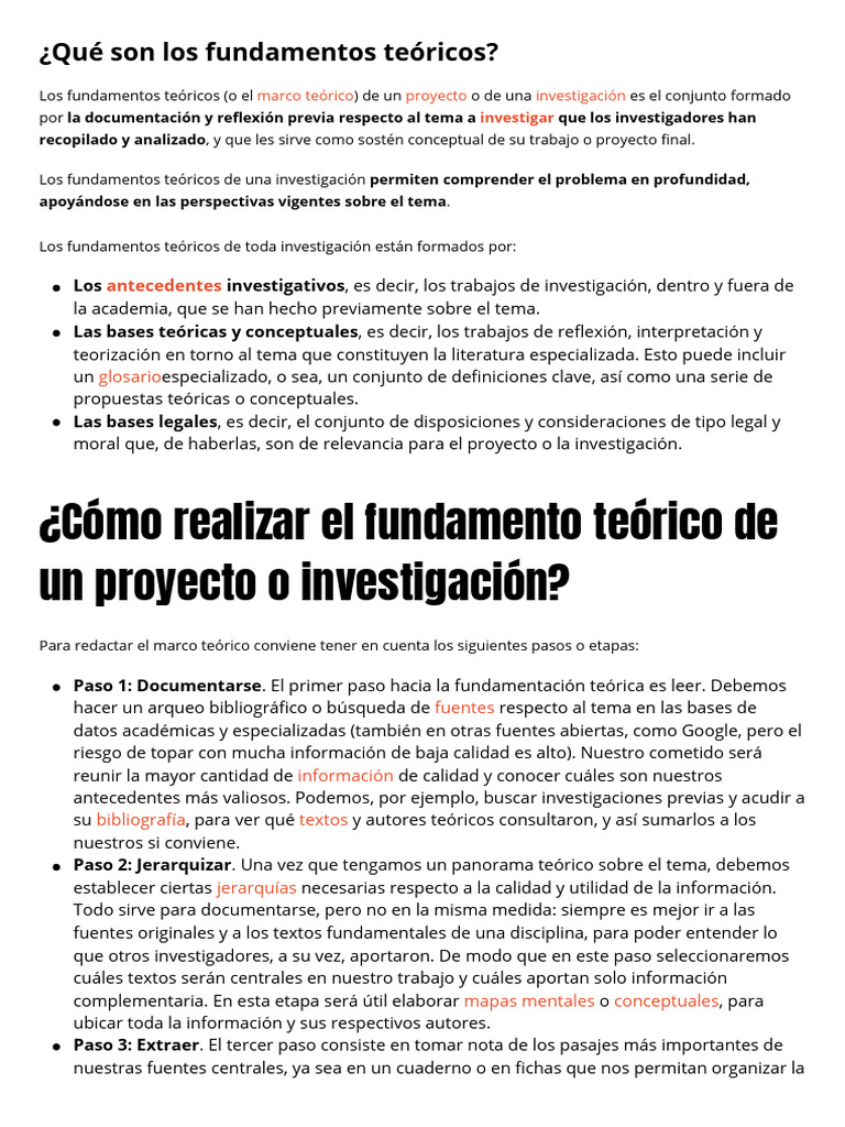 ¿Qué Son Los Fundamentos Teóricos | PDF | Bibliografía | Información