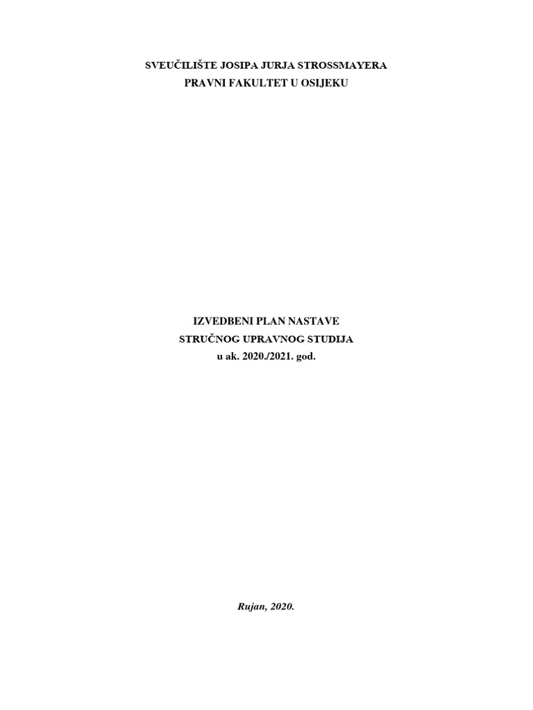 Izvedbeni Plan Nastave | PDF