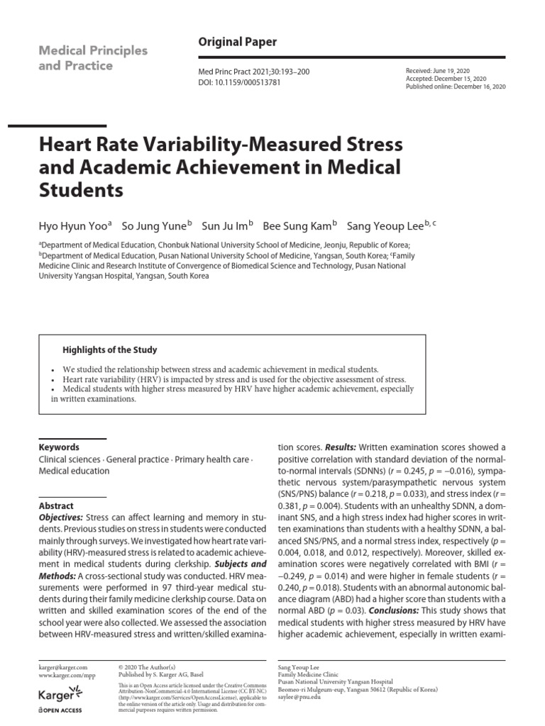 HRV in Med Students | PDF | Medicine | Health Care