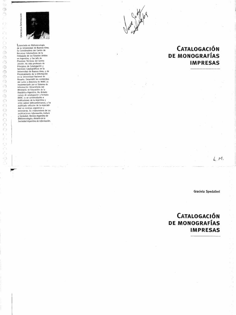Libro Catalogacion de Monografias Impresas - Spedalieri | PDF