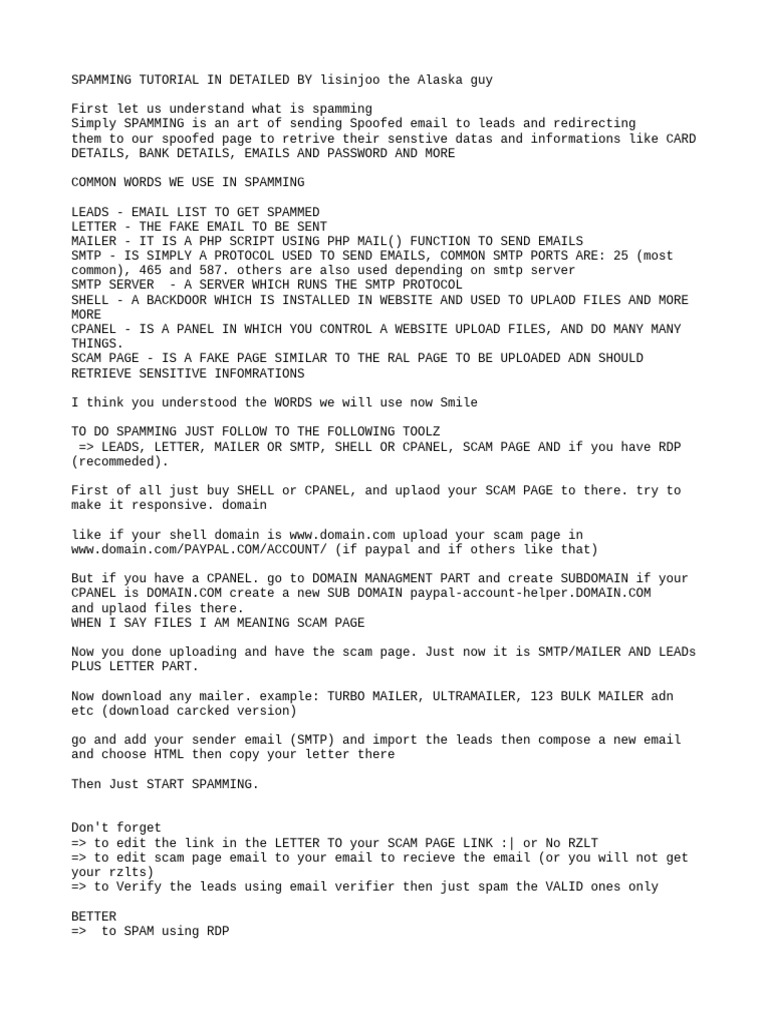 Spamm Tut Text | PDF | Email Spam | World Wide Web