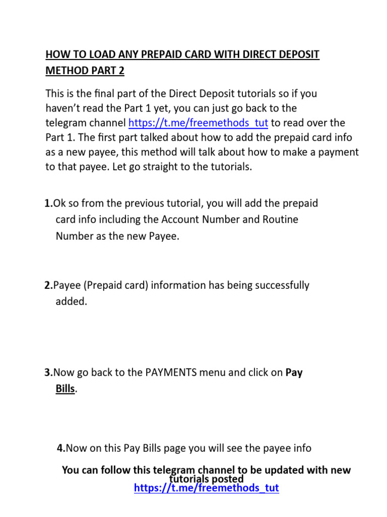 Direct Deposit Prepaid Card Guide | PDF