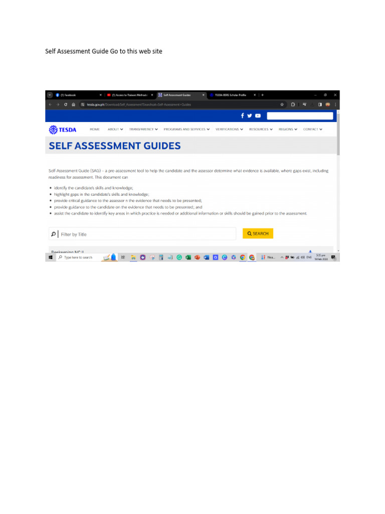 Self Assessment Guide Overview | PDF