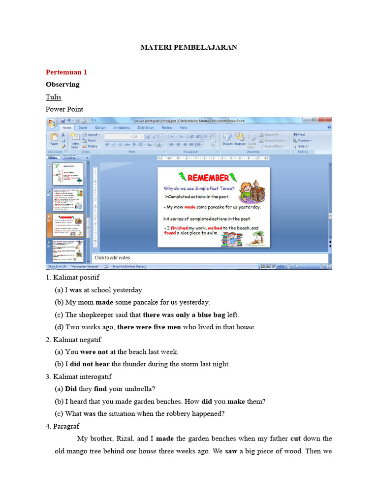 Materi Pembelajaran | PDF | Subject (Grammar) | Verb