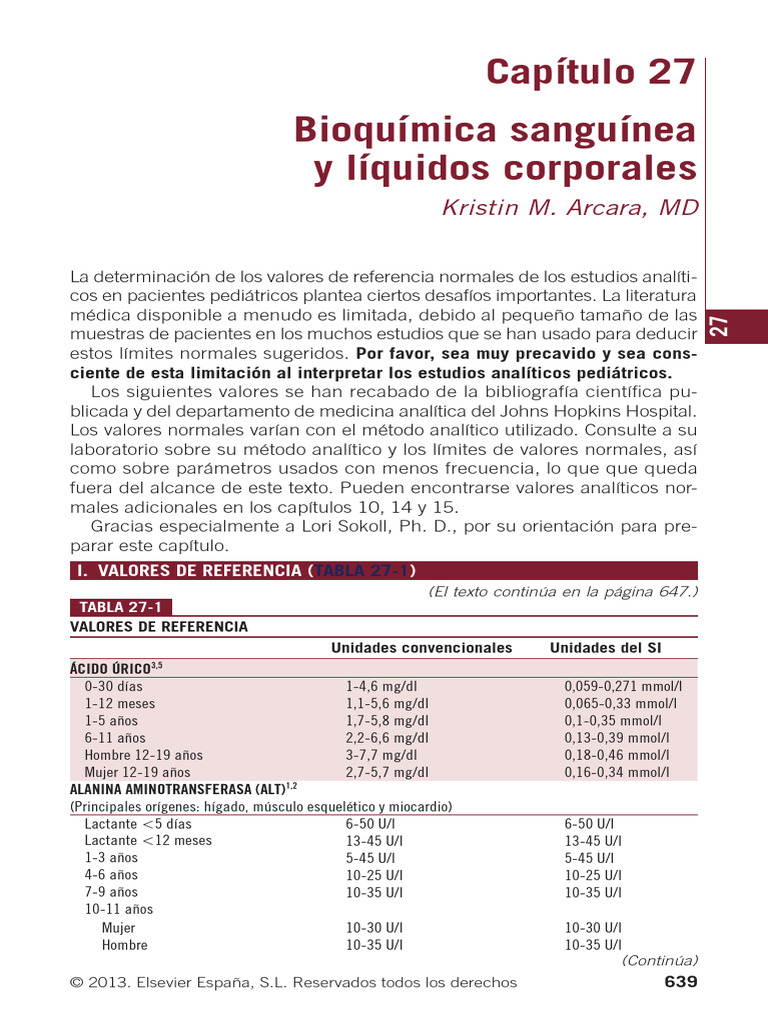 Valores Normales de Pediatría Harriet Lane | PDF | Transaminasa ...
