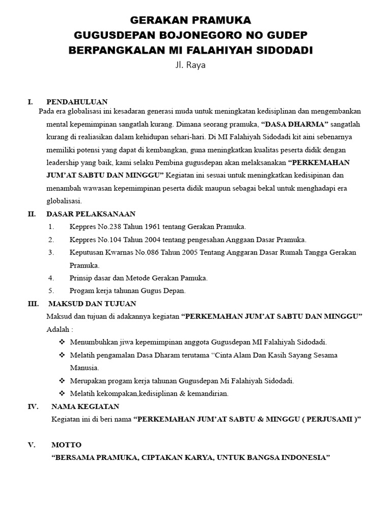 Proposal GERAKAN PRAMUKA | PDF