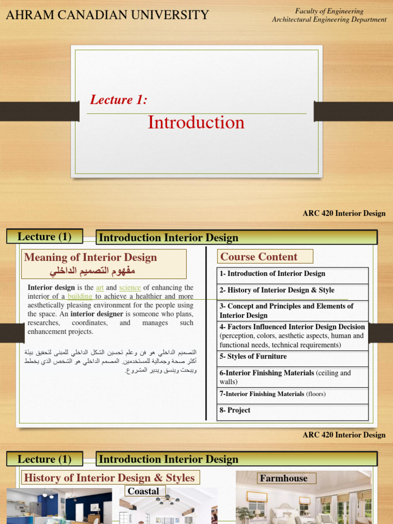 Lecture 1 Introduction Interior Design | PDF | Interior Design | Design