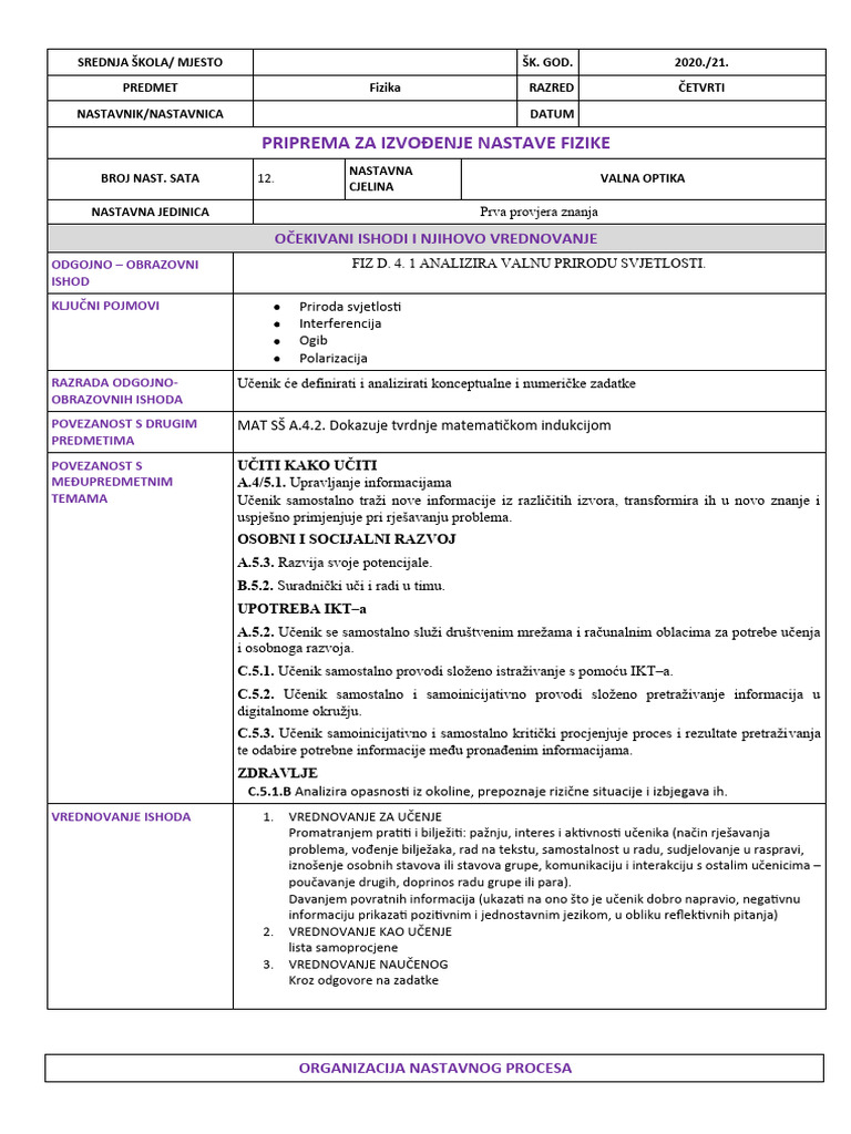 12 - Prva Provjera Znanja - Fizika | PDF