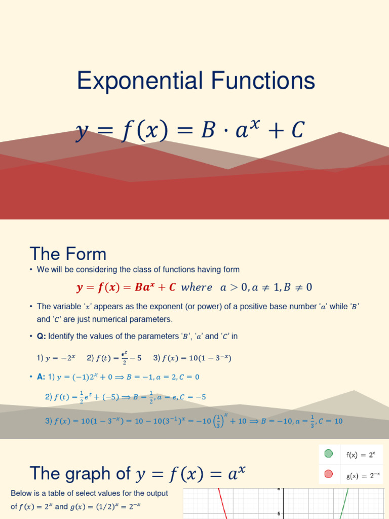 Exponential Functions | PDF | Function (Mathematics) | Exponential Function