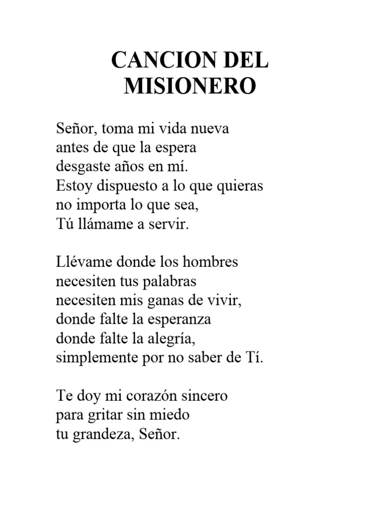 Canto del Misionero: Letra y Mensaje | PDF