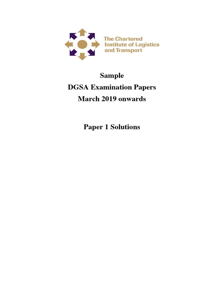DGSA Exam Paper 1 Solutions 2019 | PDF | Dangerous Goods