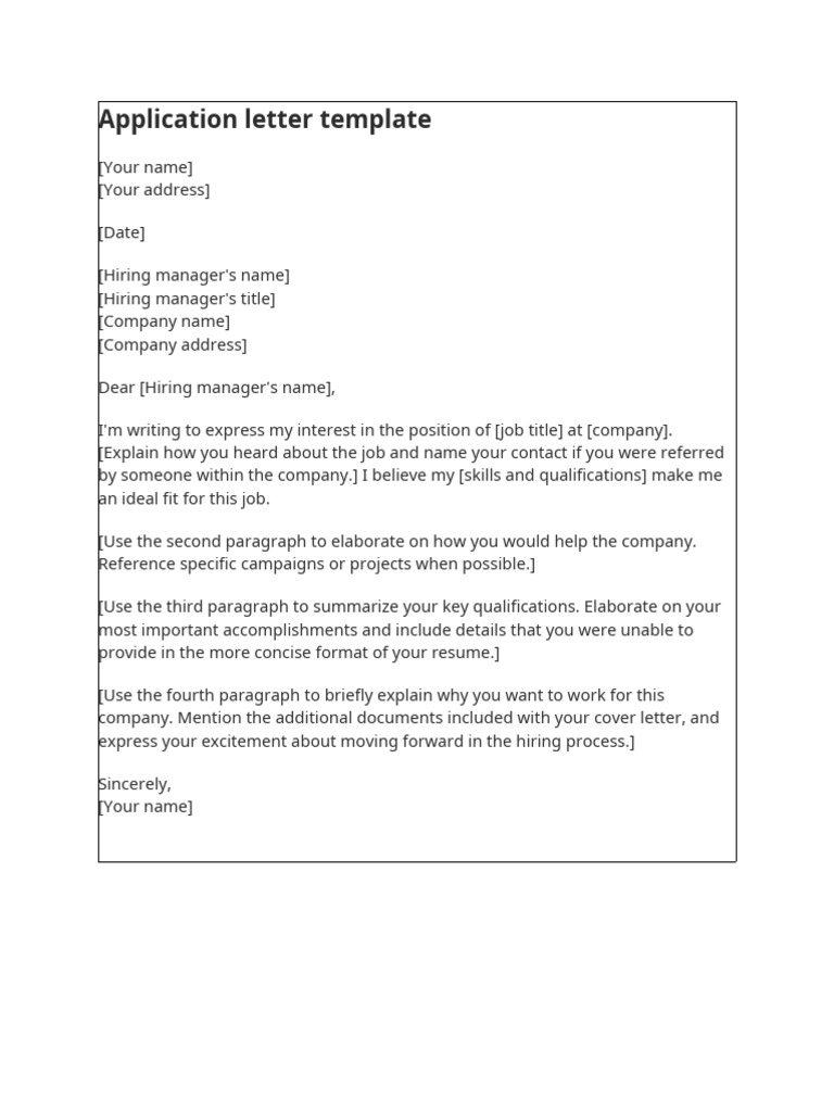 Application Letter Template | PDF